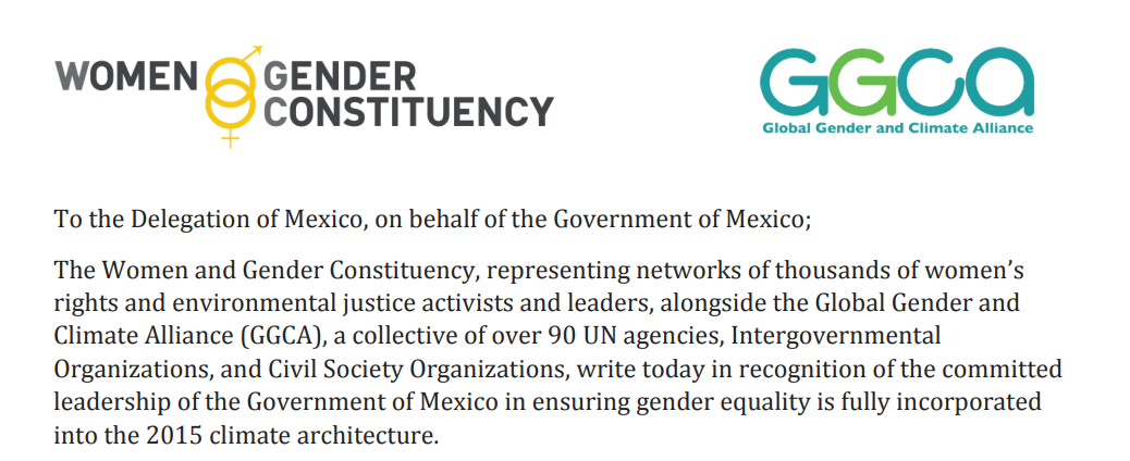 Thank You Mexico- Championing Gender Equality in 2015 Climate Agreement ...